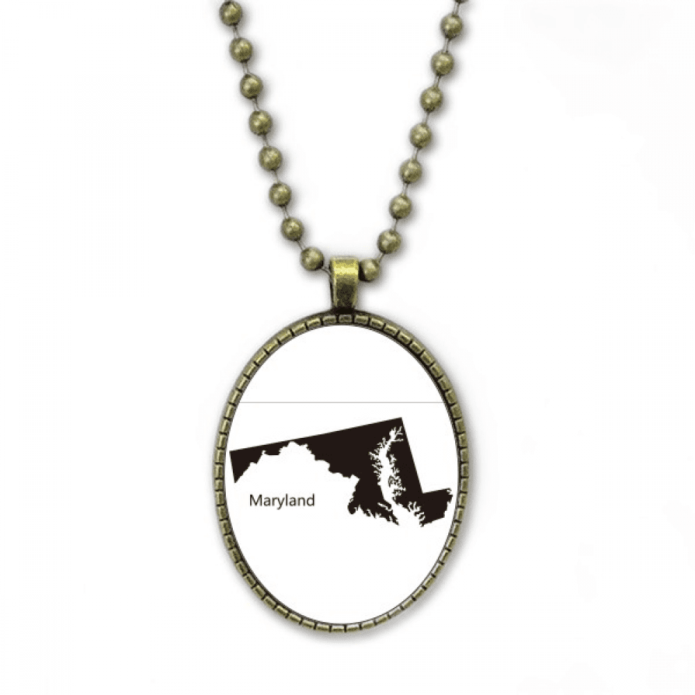 land ameusa map outline necklace vintage chain bead pendant jewelry ...