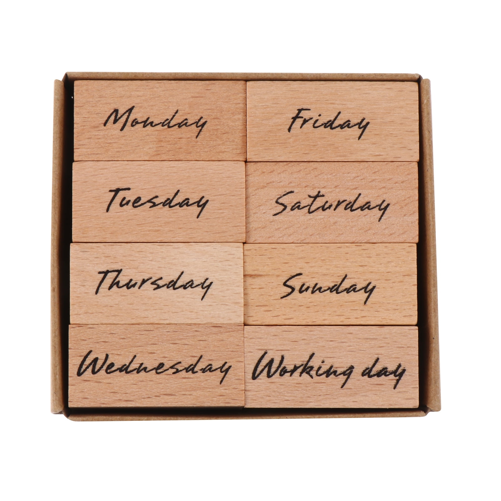 landege 1 Set Vintage Creative Week Stamp DIY Wooden Rubber Stamps for ...