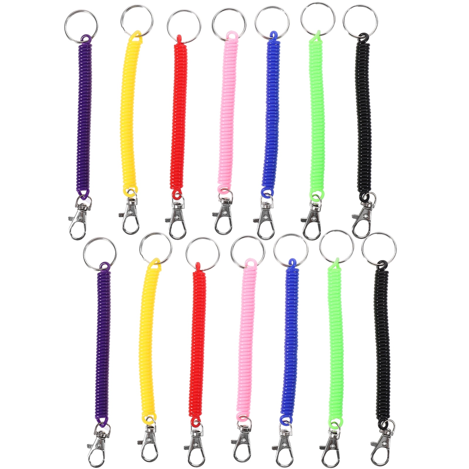 landege 14pcs Spring Coil Key Chains Spiral Key Holder Retractable Bag ...