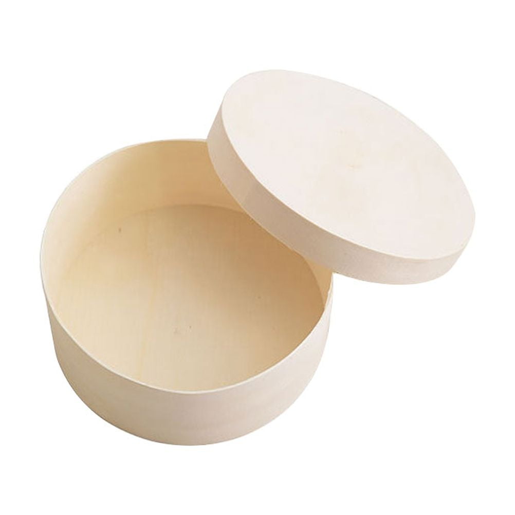 landege 18.8CM Unfinished Round Decorative Box DIY Round Wood Box Round ...