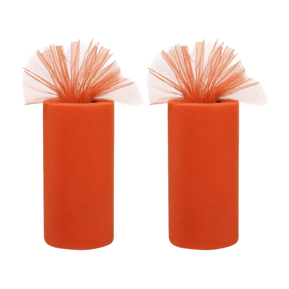 landege 2 Rolls of Orange Tulle Fabric Roll for Wedding Party Bow ...