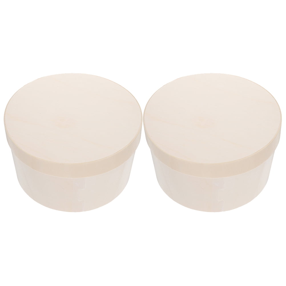 landege 2pcs Round Wooden Cake Boxes Cake Containers Wooden Dessert ...