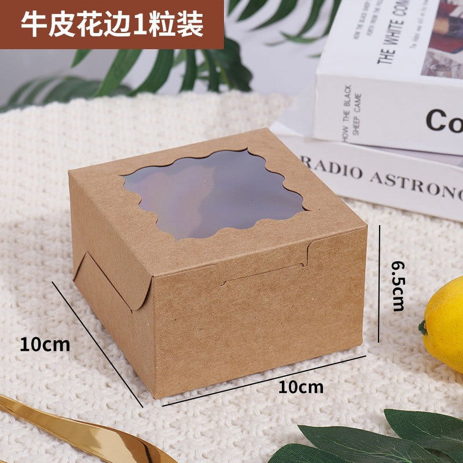 landege 50 Pcs Kraft Paper Cupcake Boxes with Clear Window for Desserts ...