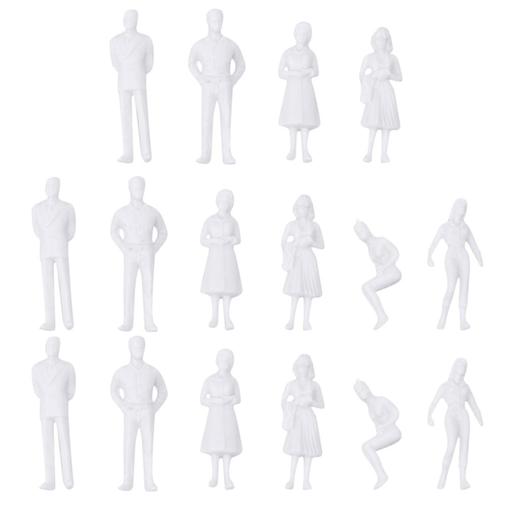 landege 50pcs 1: 50 Scale Model People Unpainted Figures Model Trains ...