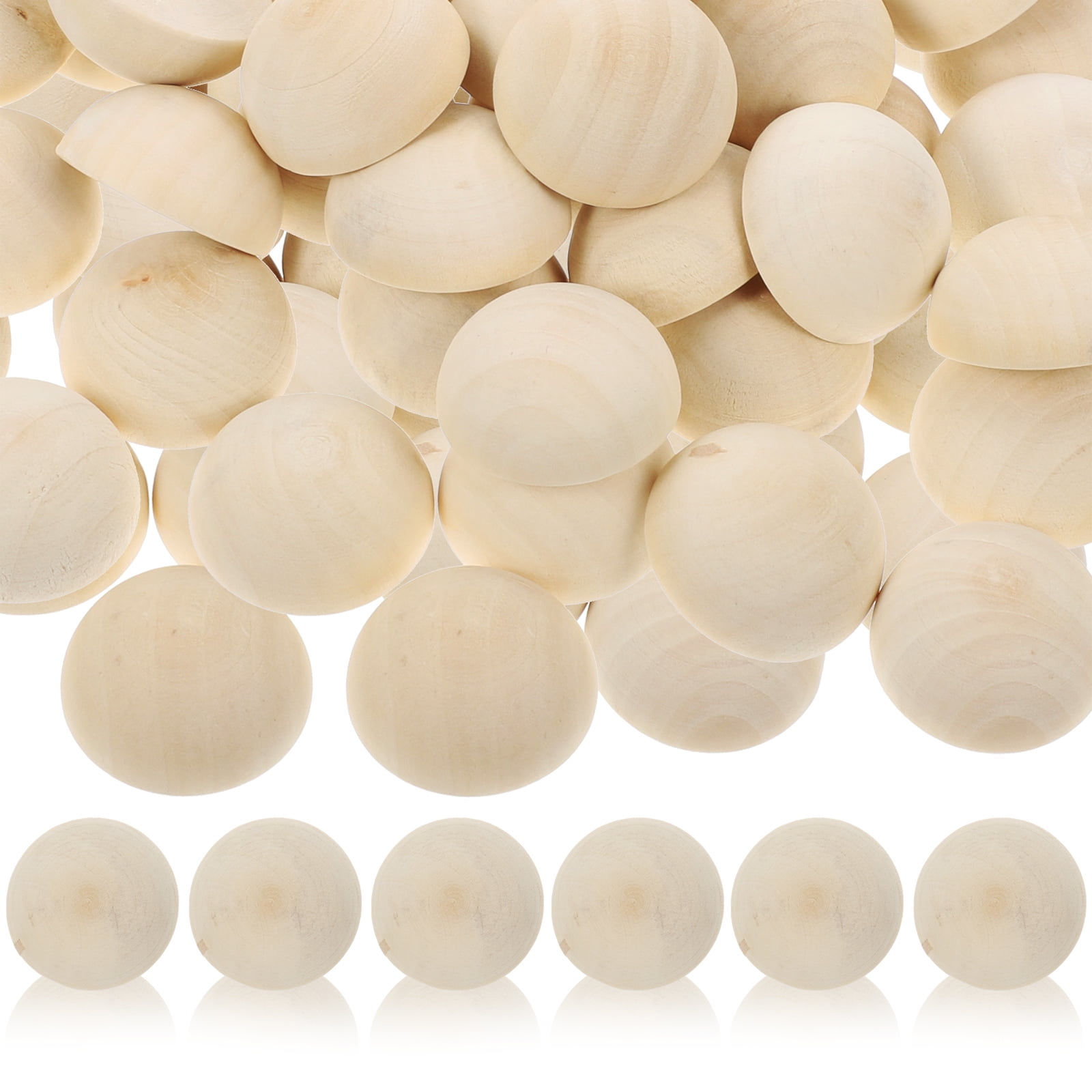 landege 50pcs Half Round Balls Half Wooden Balls Hemisphere Wood Craft ...
