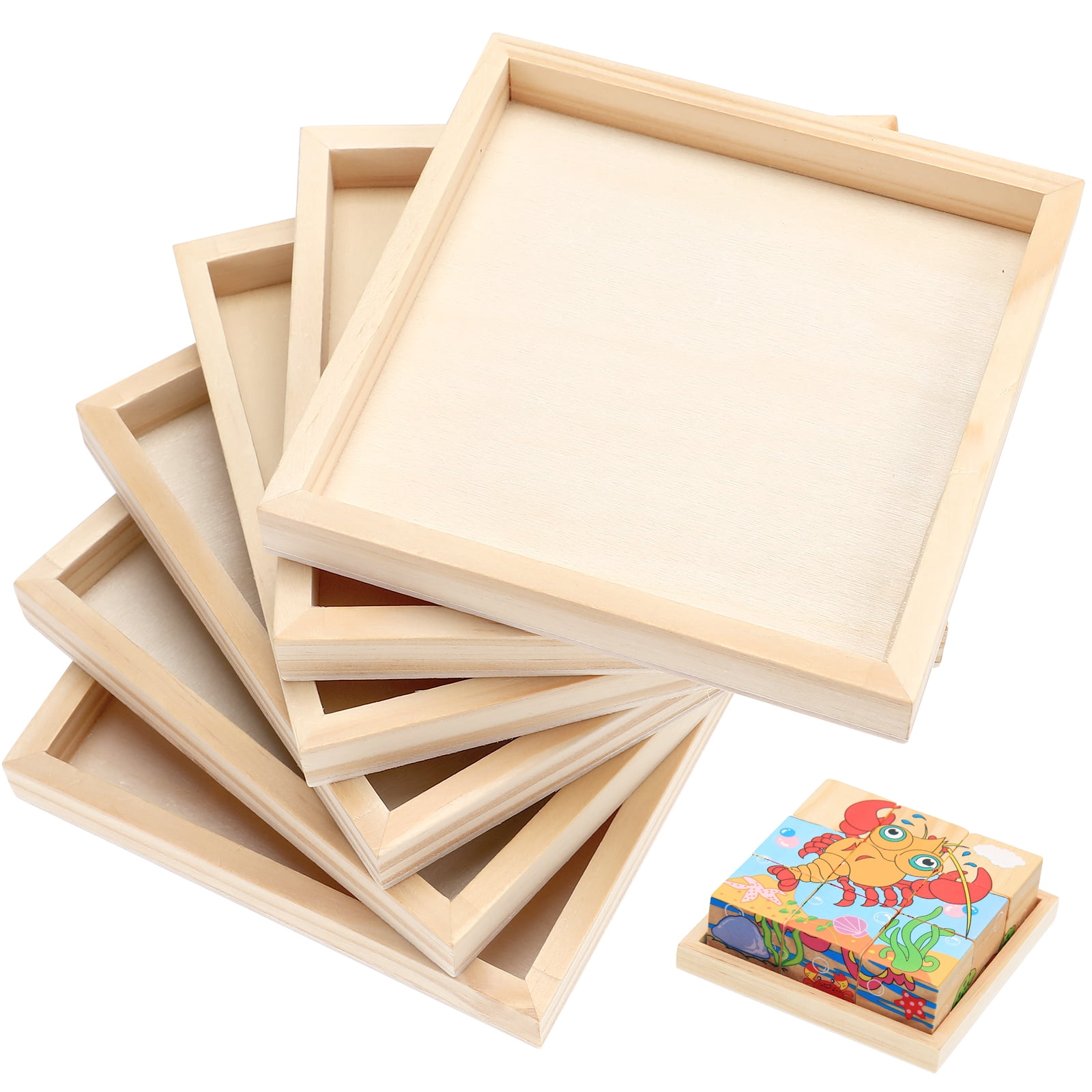 landege 6 Pcs Wooden Trays Hexahedral Painting Special Storing Trays ...
