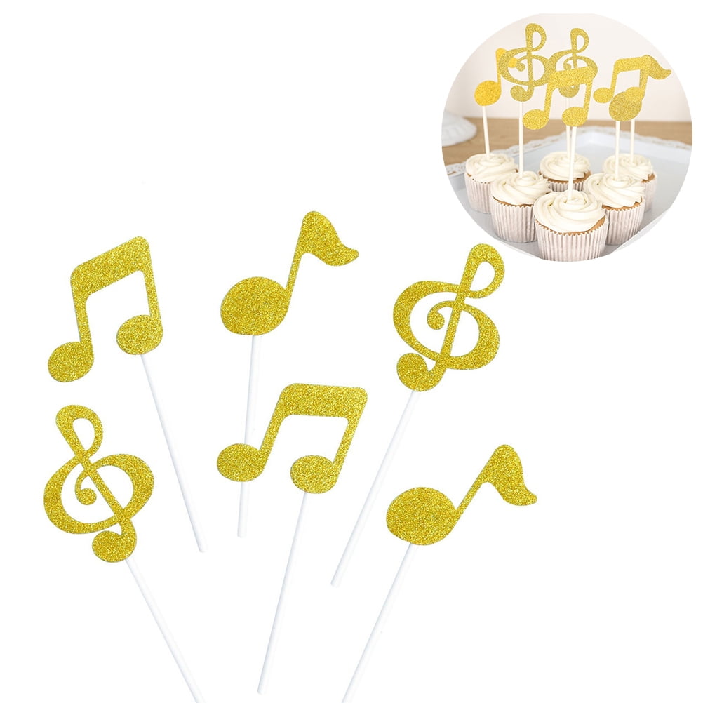 Masteelf Golden Music Note Cake Toppers for Decoration Paper Musical ...