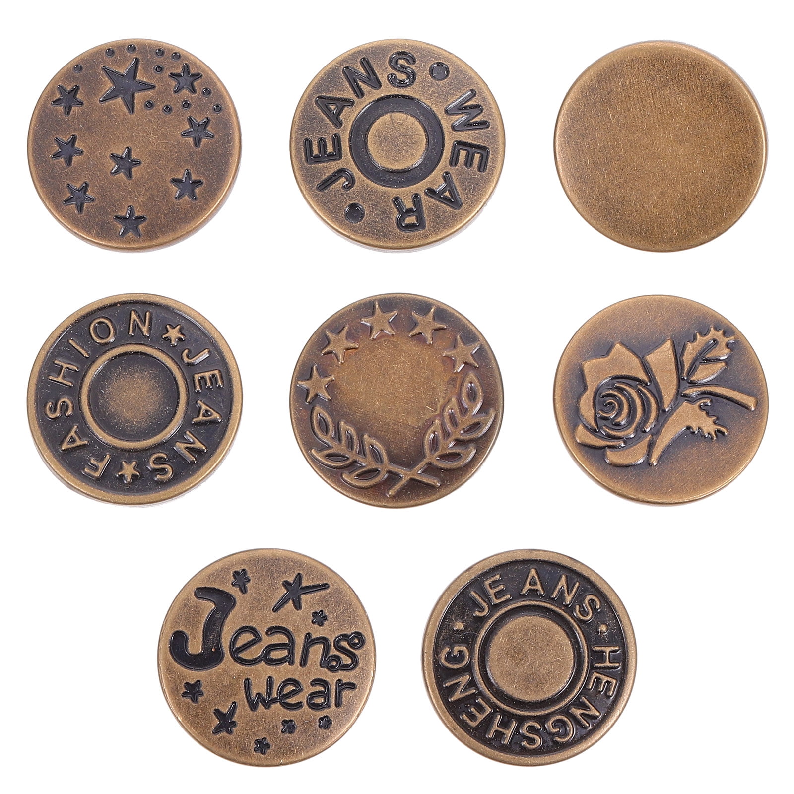 landege 8Pcs Instant Buttons Adjustable Jeans Button Sew Metal Button ...