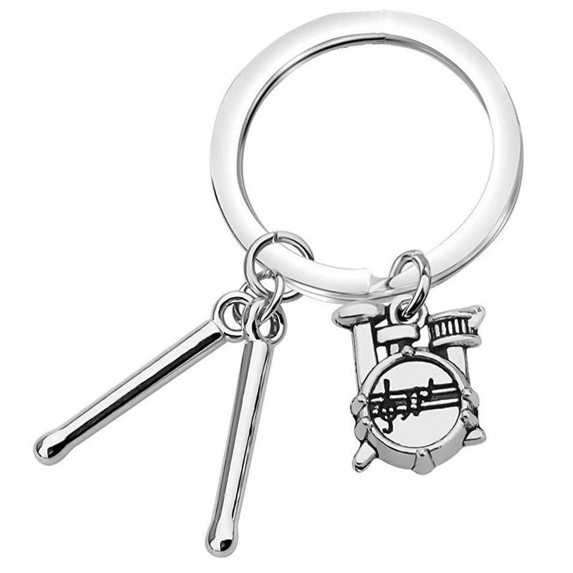 landege Drum Keychain Metal Drumsticks Percussion Keyring Snare Drum ...