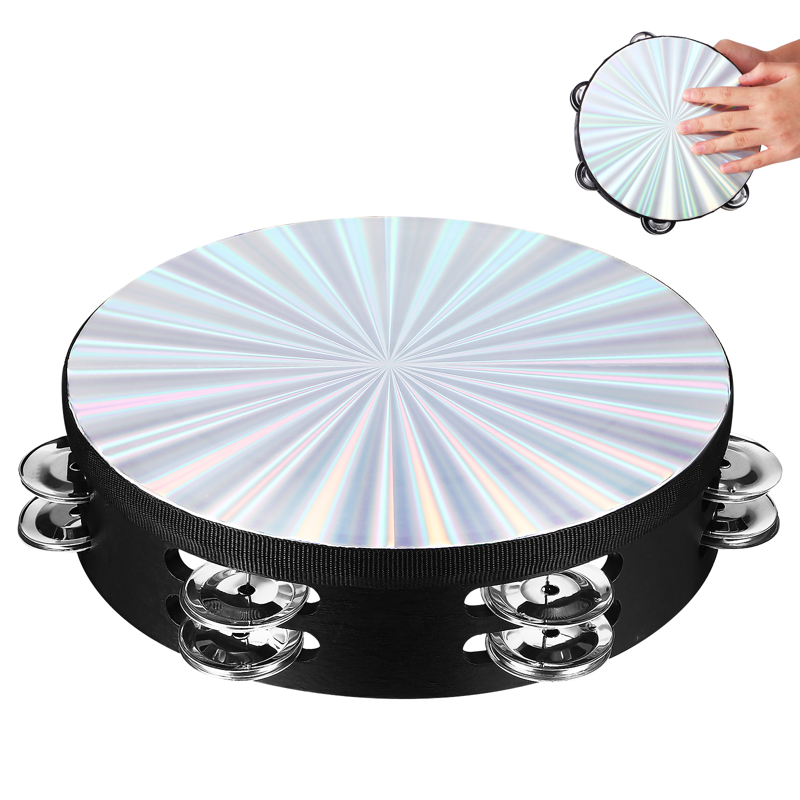 Masteelf Handheld Tambourine Double Row Drum Bell Music Practice ...