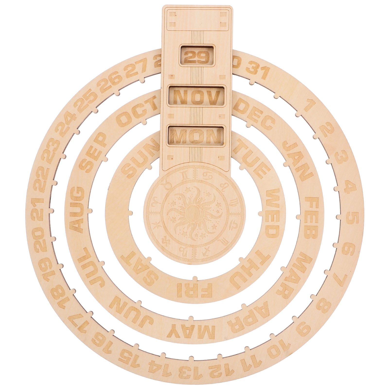 landege Vintage Wooden Perpetual Calendar - Rotating Wall Hanging ...