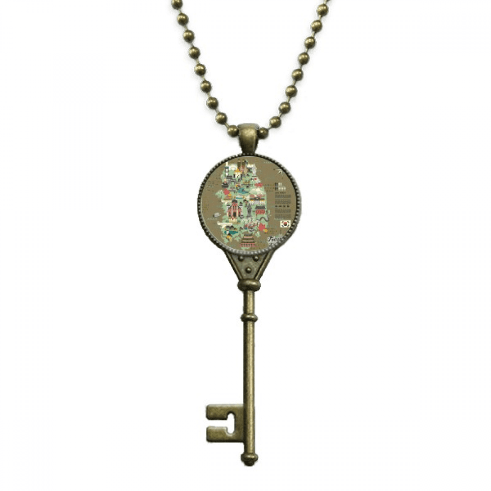 landmarks in south korea key necklace pendant tray embellished chain ...