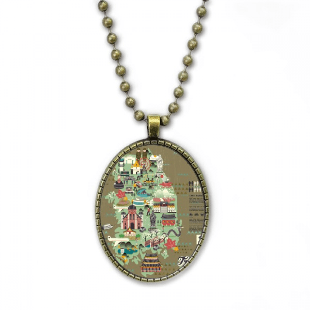 landmarks in south korea necklace vintage chain bead pendant jewelry ...