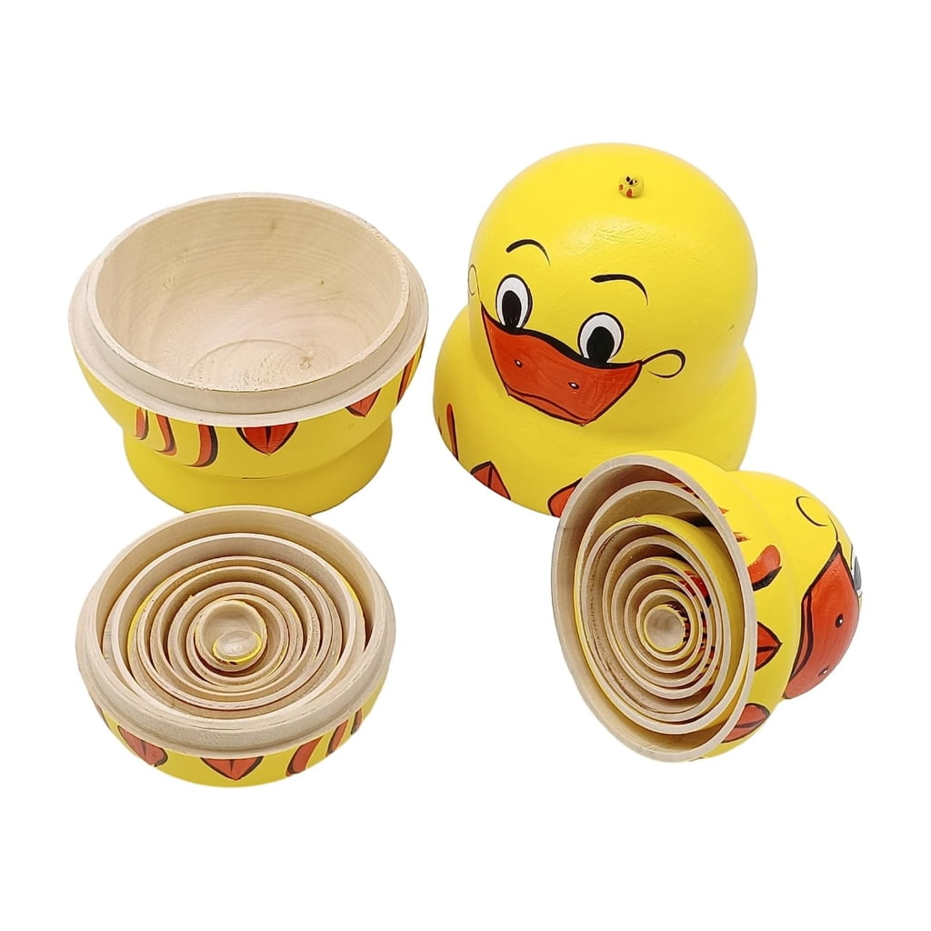 Lanema 10-Piece Russian Duck Figurine Set, Hand-Painted Wooden Artistic ...