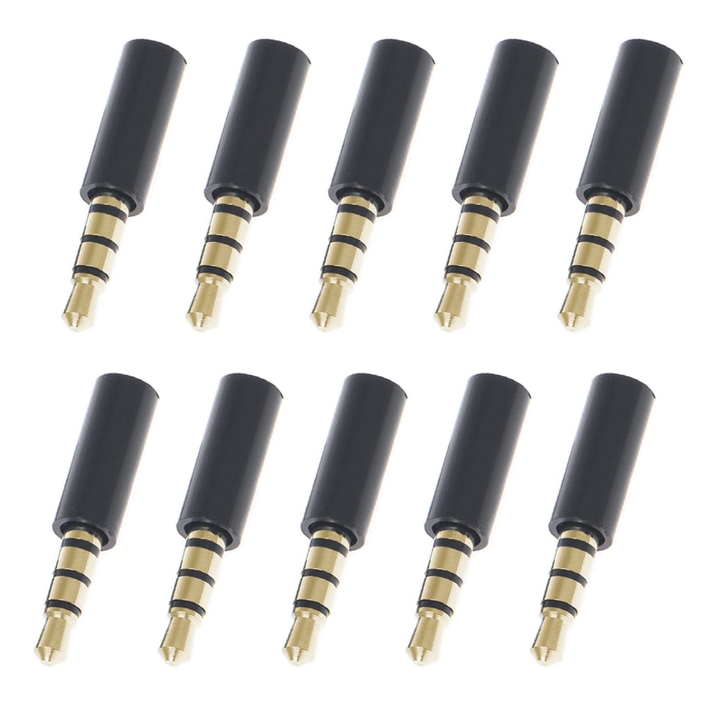 lanema 10x Gold Plated 4 Pole 3.5mm Male Stereo Earphone Headphone Jack ...