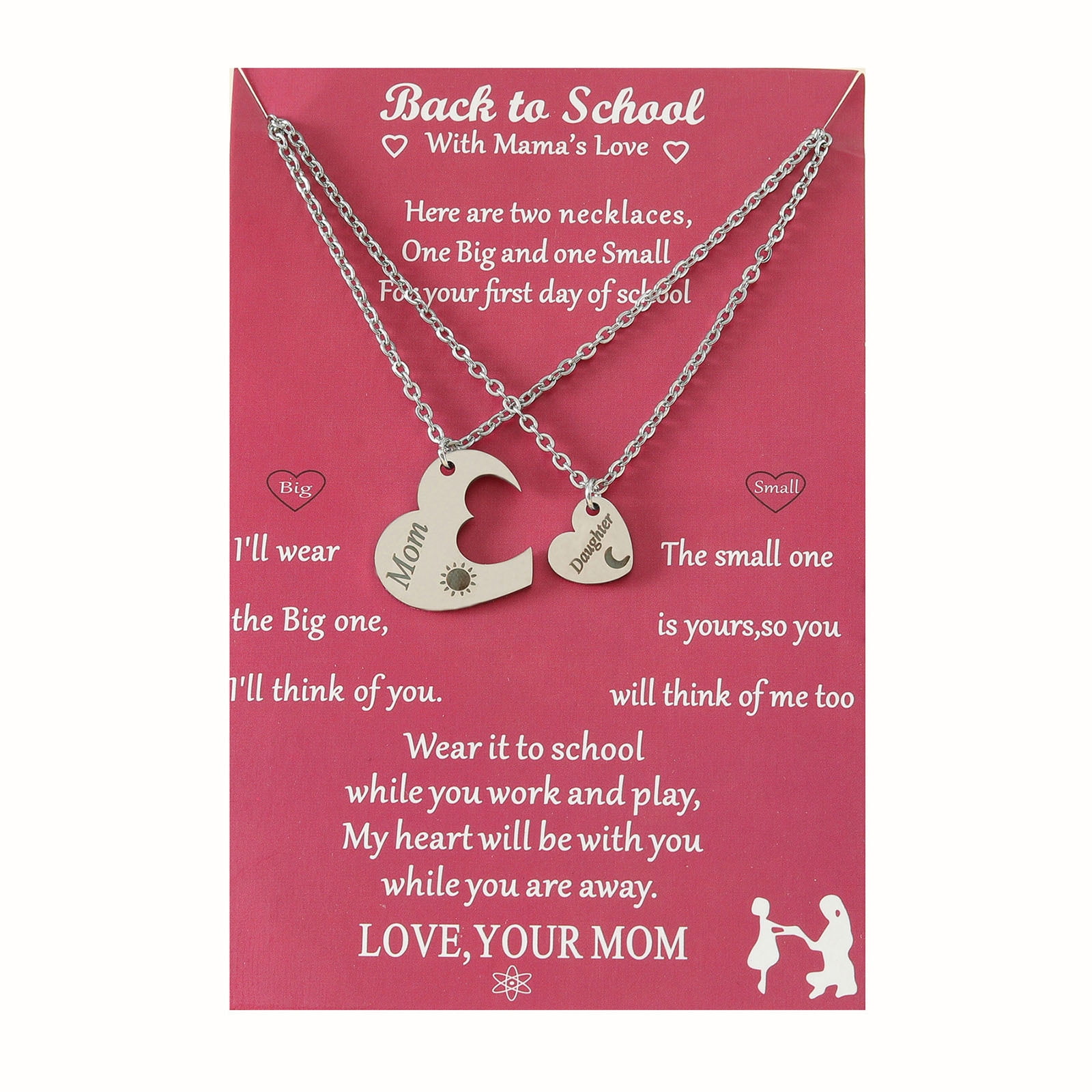 lanema 2PCS Back to School Gift Mother Daughter Necklace First Day of ...