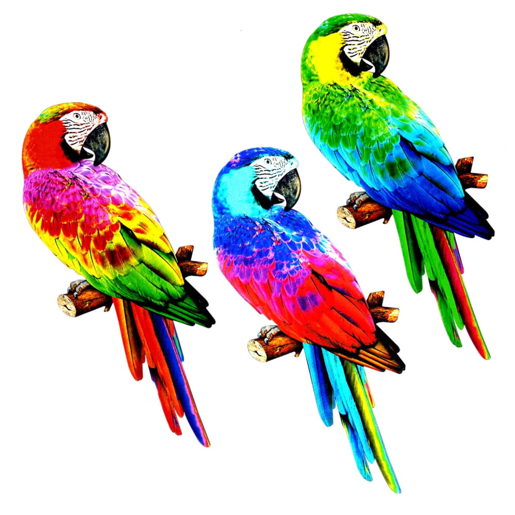 lanema 3pcs Metal Parrot Wall Art Decor Colorful Birds Outdoor ...