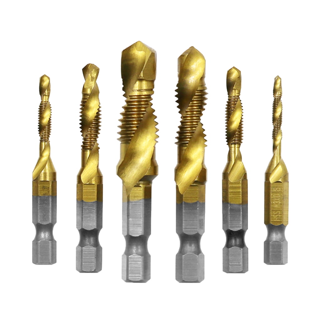 lanema 4341 Titanium Plated Long Hex Shank Tap Set (6pcs) High Speed ...