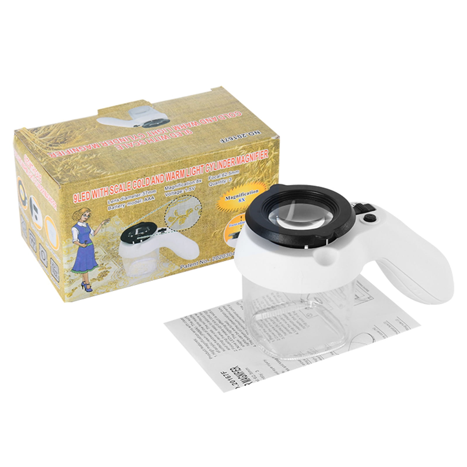 lanema 8X Bug Viewer Magnifier with 9 LED & Handle Magnifying Glass ...