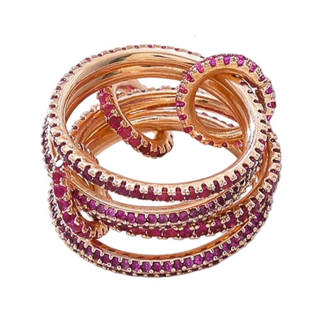 lanema Adjustable Mixed Metal Stacking Rings For Women Colorful Cubic ...