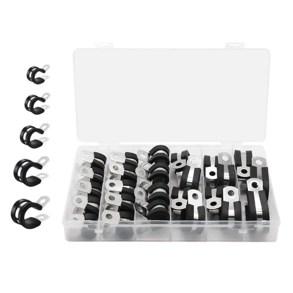 lanema Assorted Steel Rubberized Cable Clamps 5 Size Clip Upgrades for ...
