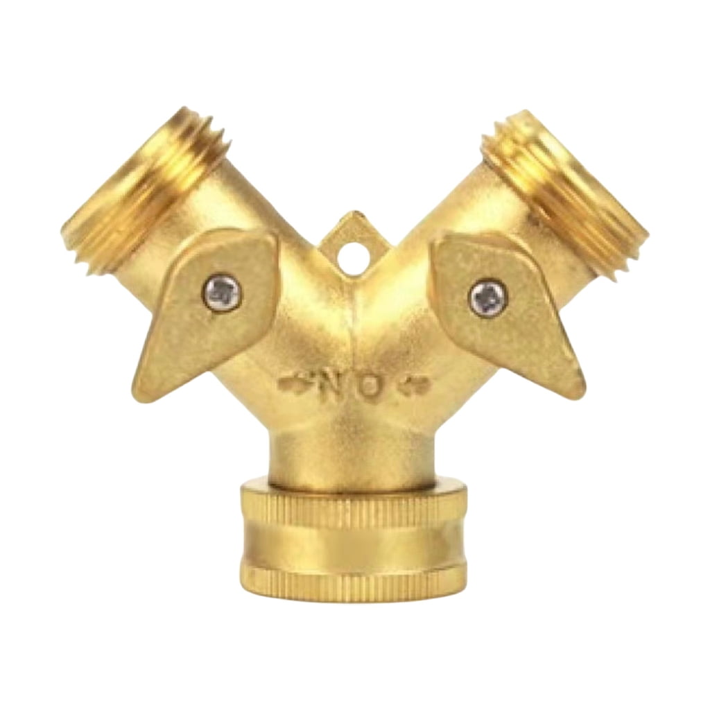 lanema Brass 2 Way Garden Hose Y Adapter Splitter with Easy Turn Valves ...