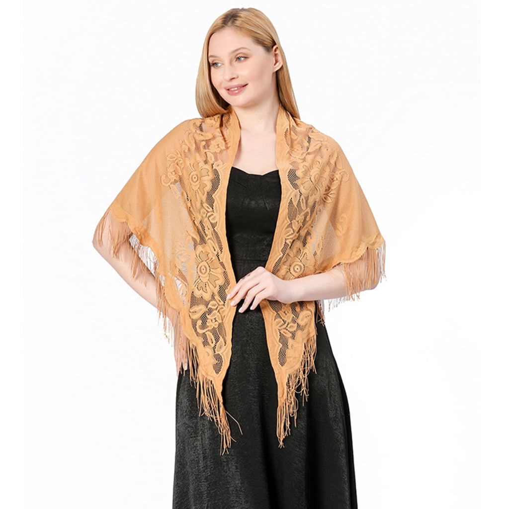 lanema Bridal Shawl Bridesmaid Shawl Lace Triangle Scarf Formal Shawls ...