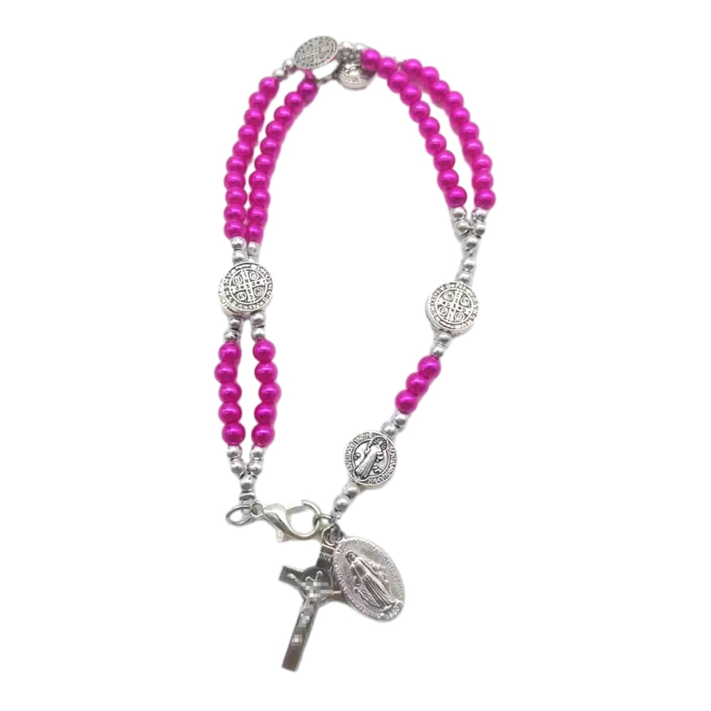 lanema Catholic Cross Rosary Bracelet Finger Chain Baptism Imitation ...