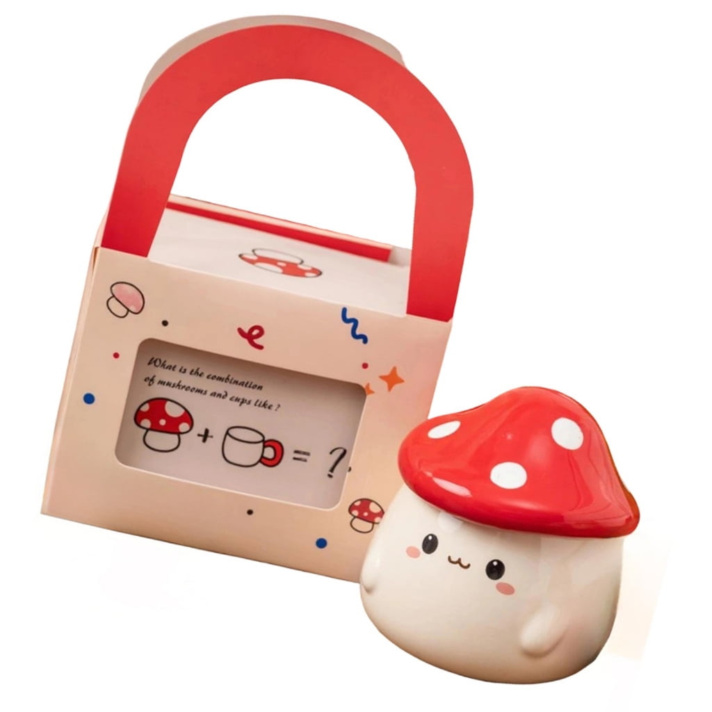 lanema Ceramic Mushroom Shaped Drinking Mug Elegant Lid Included ...