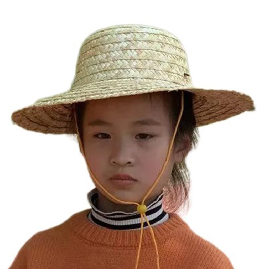 lanema Child Outdoor Beach Hat Sun Protective Wheat Straw Hat Kids ...