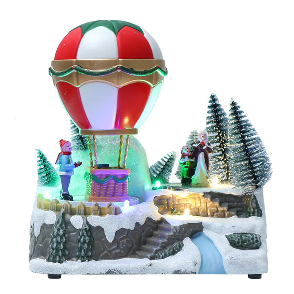 lanema Christmas LED Lighted Snow House Decoration with Music Revolving ...