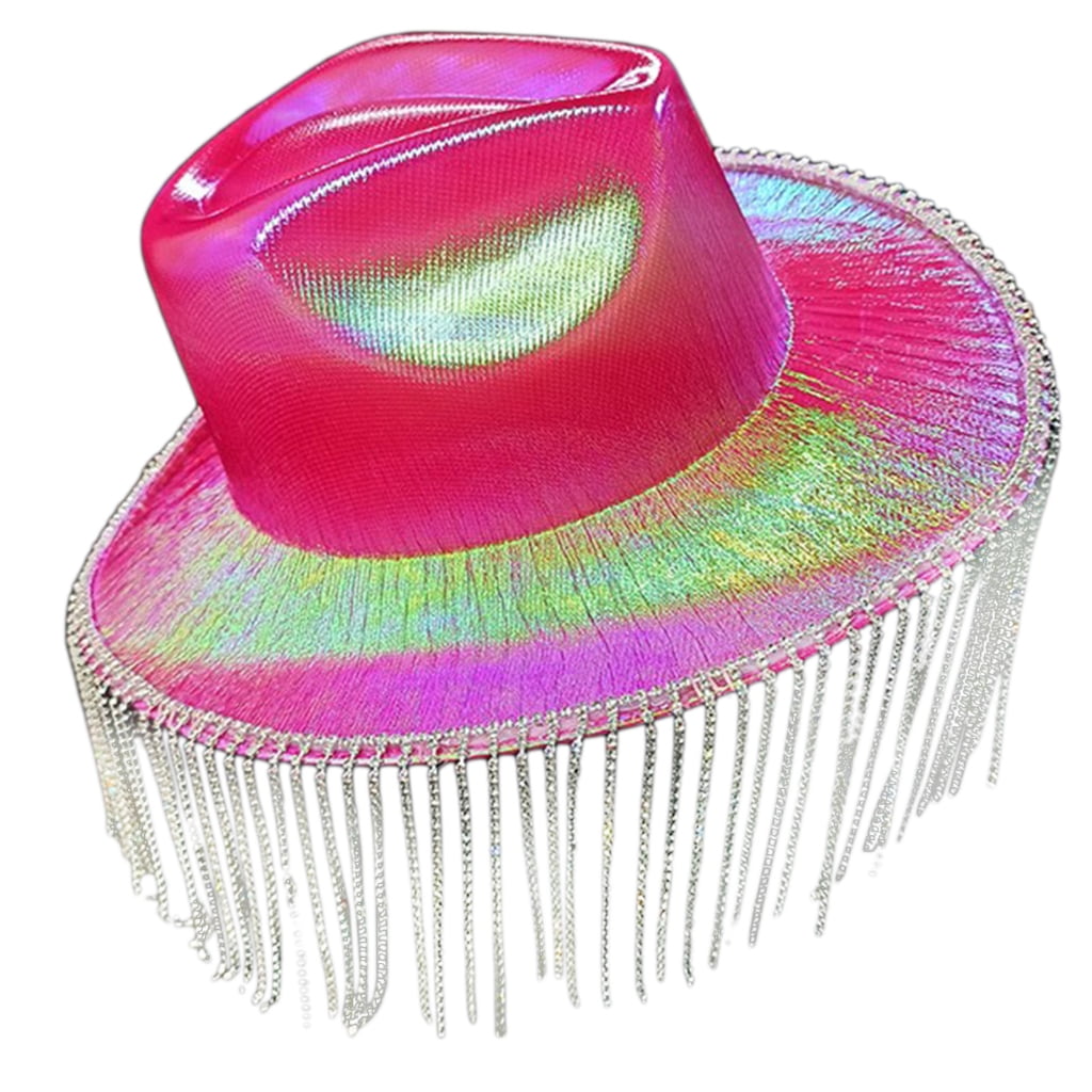 lanema Cowboy Hat with Rhinestones Fringe Tassle Rave Cowgirl Hat Fit ...