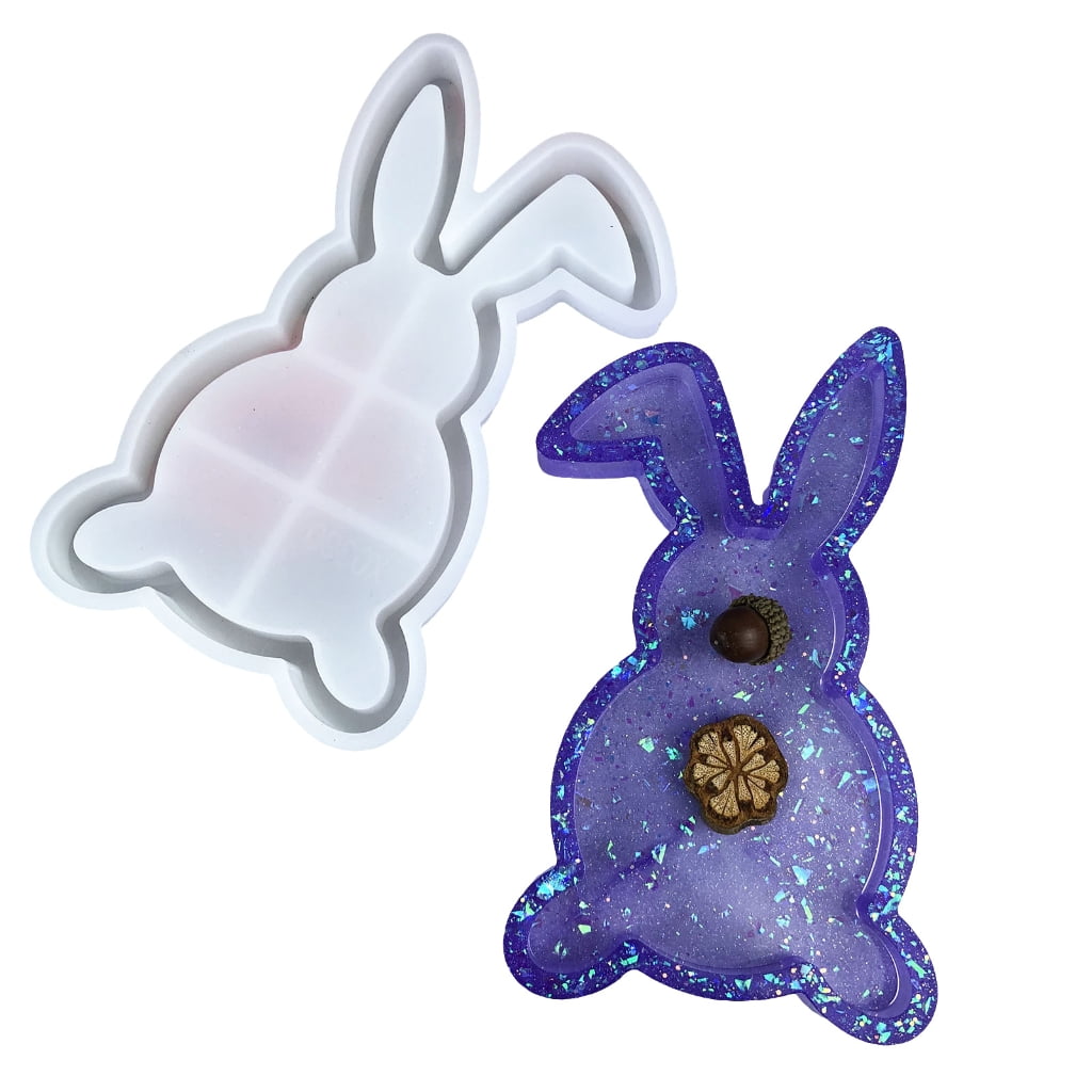 lanema Creative Rabbit Tray Silicone Mold Resin Tray Storage Holder For ...