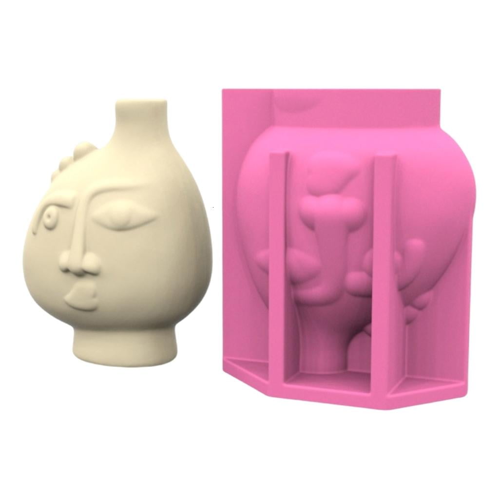 lanema Creative Vase Molds Silicone Crafting Molds Abstract Face Shape ...