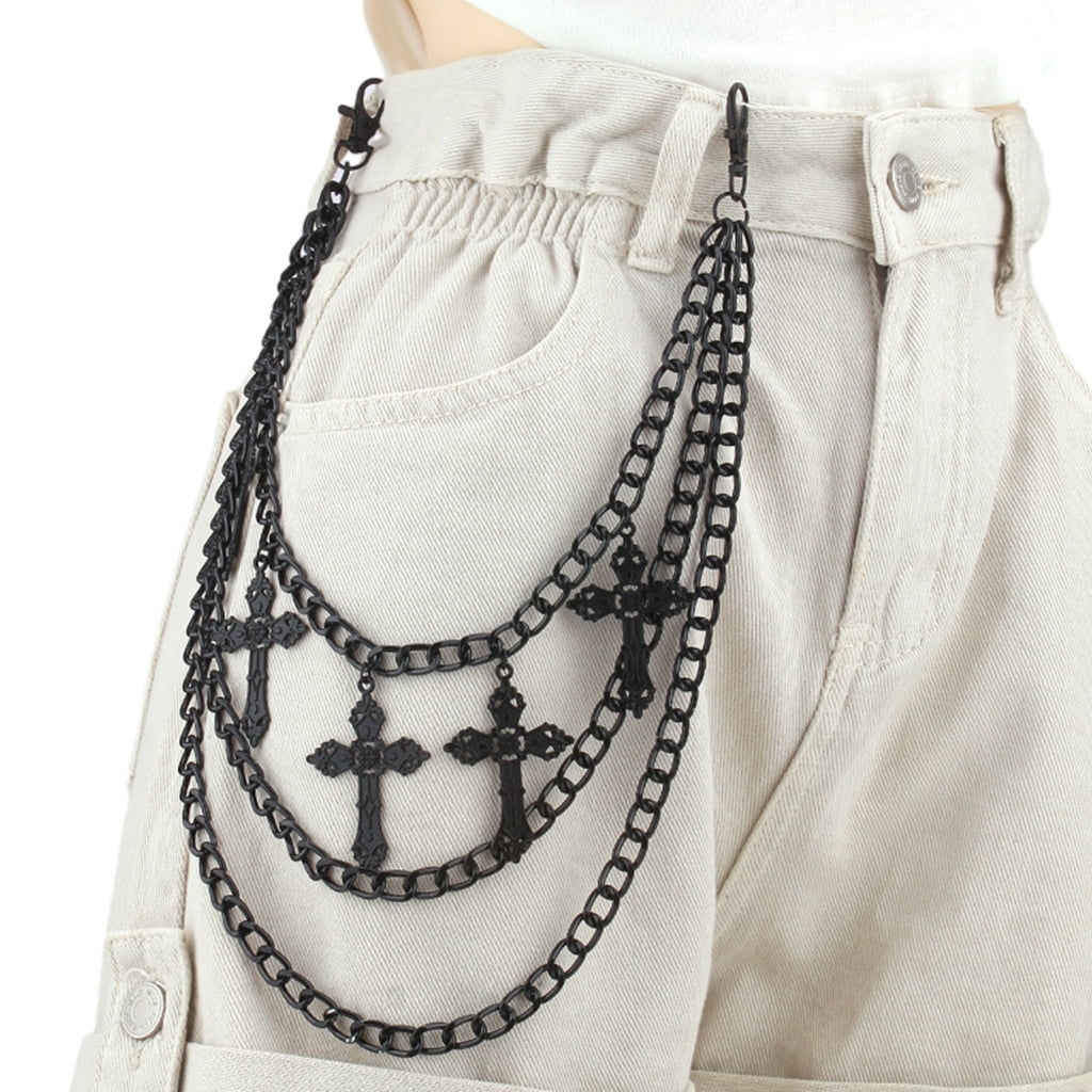 lanema Cross Shape Pendant Pant Chain Women Multiple Layer Street Metal ...