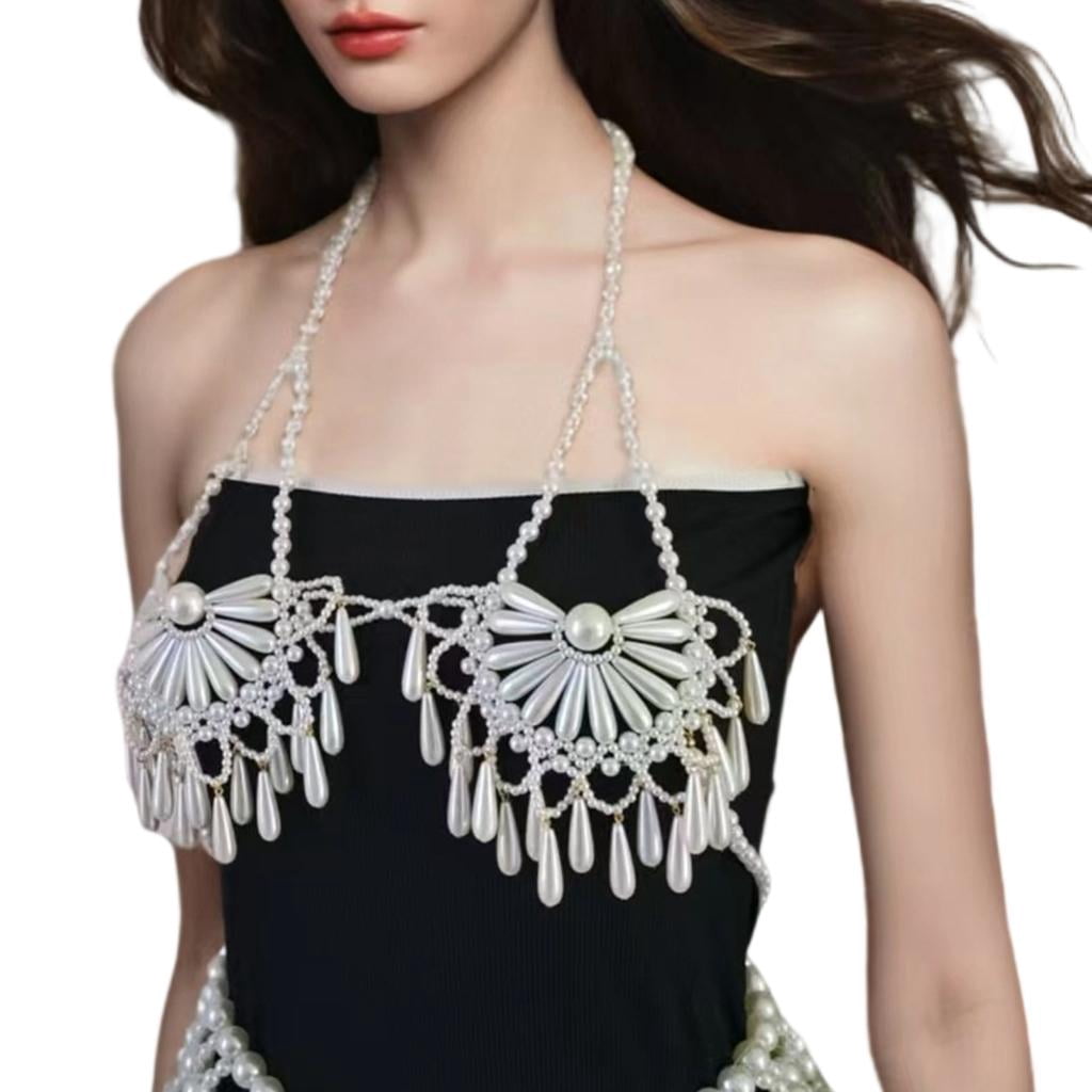 lanema Delicate Alloy Bra Chain Jewelry For Women ABS Pearls Tassels ...