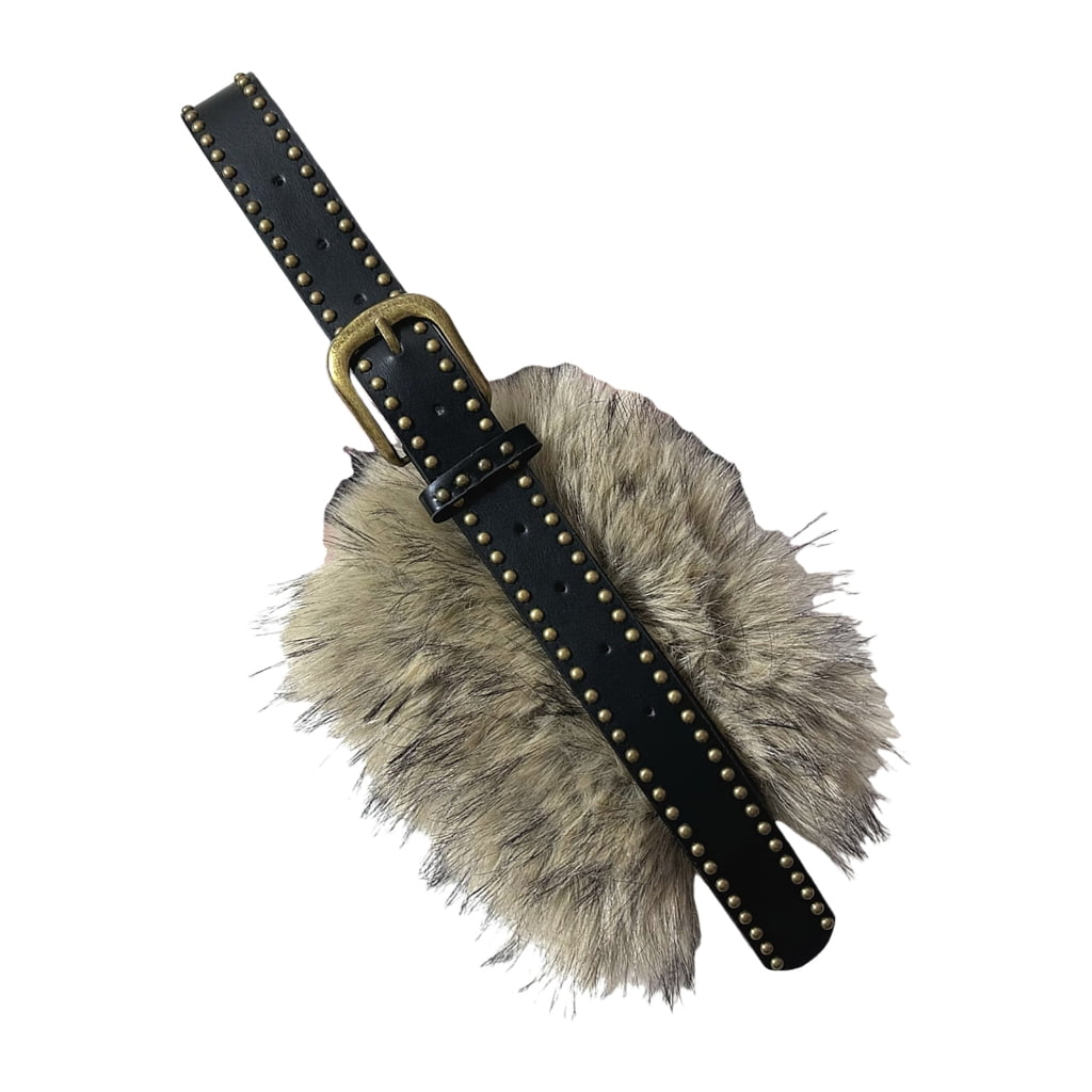 lanema Edgy Fuzzy Texture Unisex Belt PU Belt Adjustable Length ...