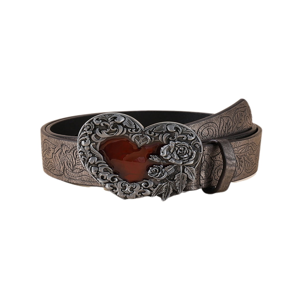 lanema Embossed Western Belt Engraved Flower Belt Cowboy Belt Vintage ...