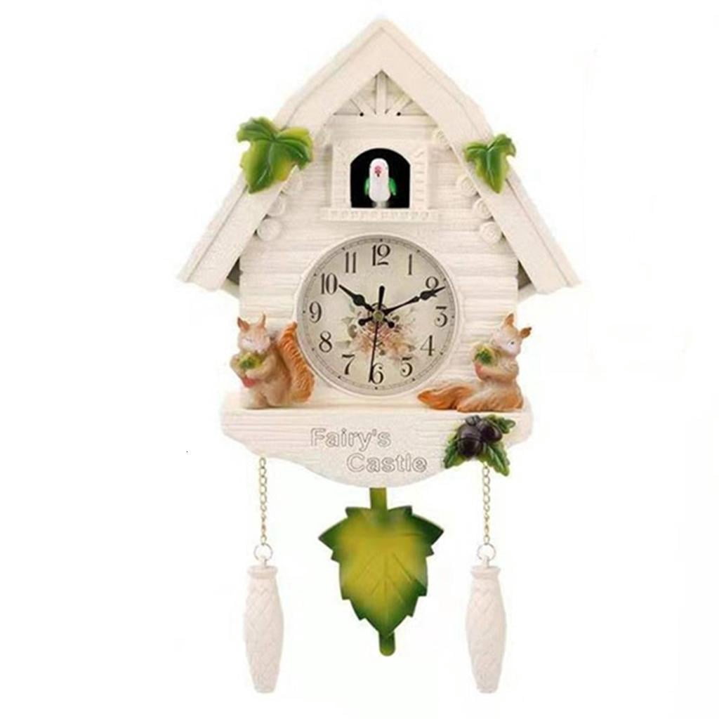 lanema European Pastoral Resin Cuckoo Wall Clock Bird for Time Swing ...