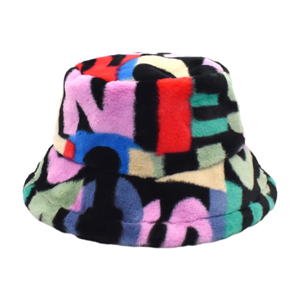 lanema Faux Rabbit Fur Wool Fluffy Bucket Hat Plush Hat Fisherman Caps ...