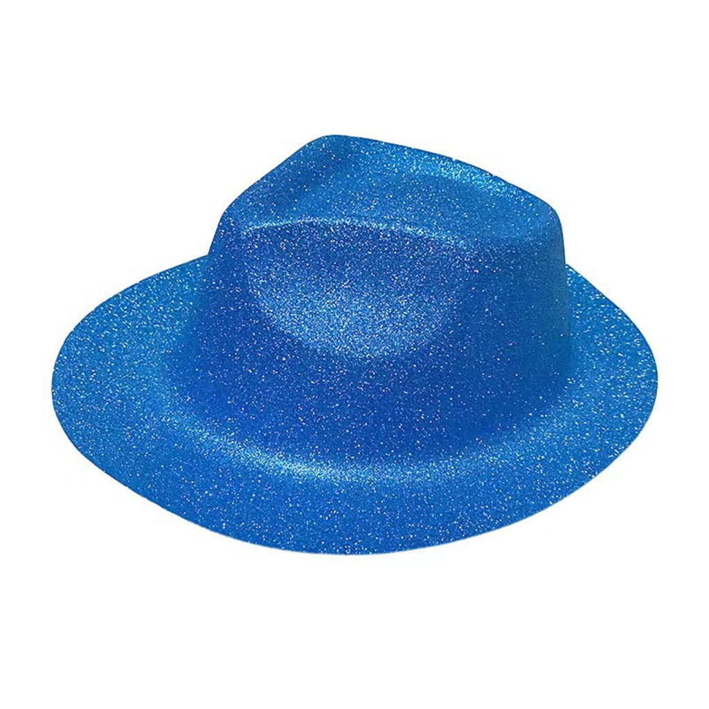 lanema Glittering Powder Cowboy Hat Hiphop Wide Brim Sparkling Plastic Disco Fedora Cap for ...