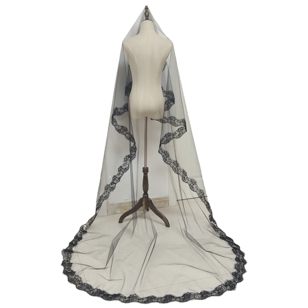 lanema Goth Veil Veil Women Vintage Lace Bride Wedding Veil Long ...