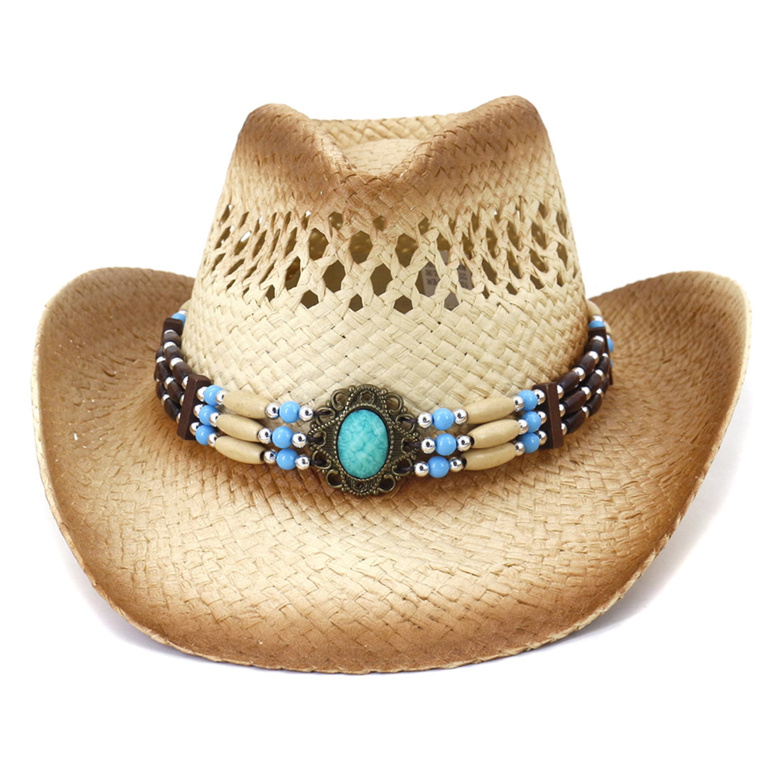 lanema Hollow out Gradient Color Cowboy Hat Unisex Cowgirl Hat Wide ...