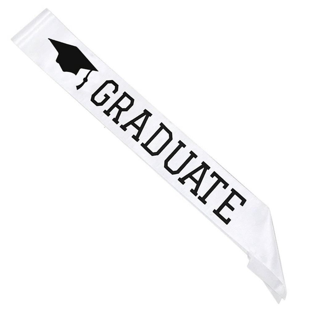 lanema I Graduated Letters Sash Black White Single Sided Print ...