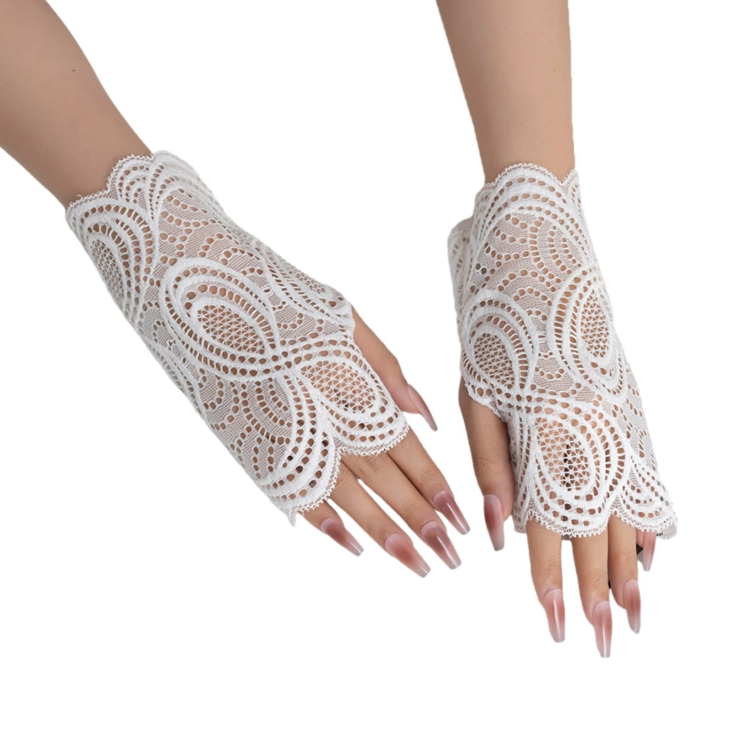 lanema Lace Detachable Arm Cuffs Elegant Wrist Length Hand Gloves Women ...