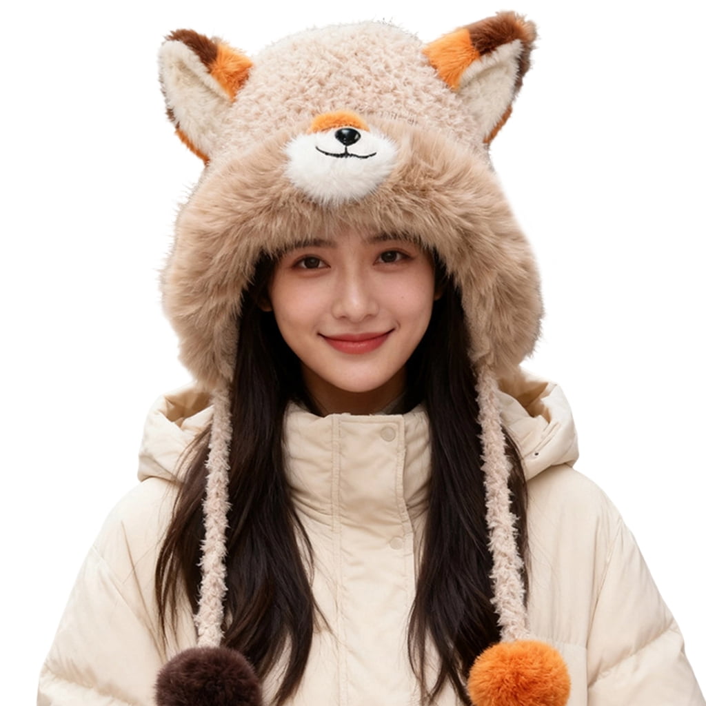 lanema Lovely Ear Plush Winter Hat Earflap Hat for Women Girl Daily ...