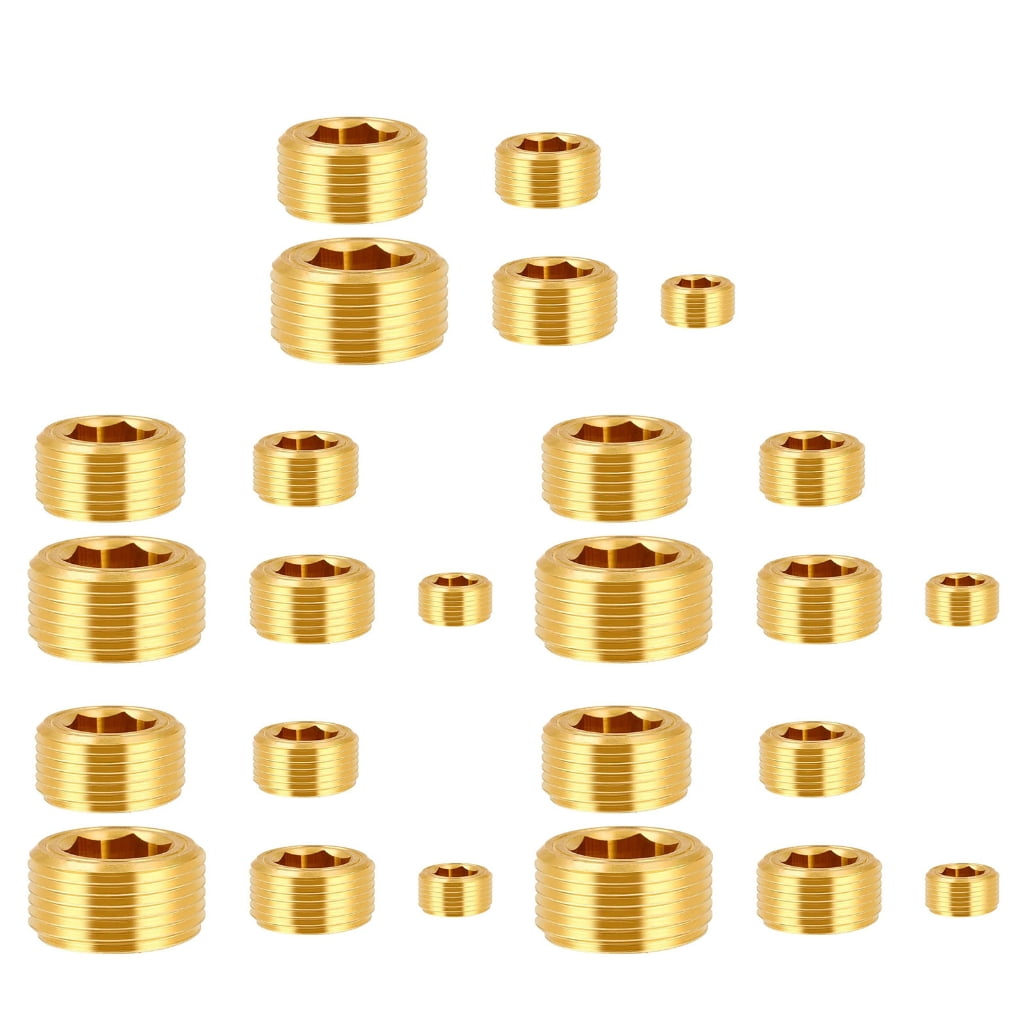 lanema Multiple Size Brass Pipe Plugs Fitting Set 10/25Pieces for ...