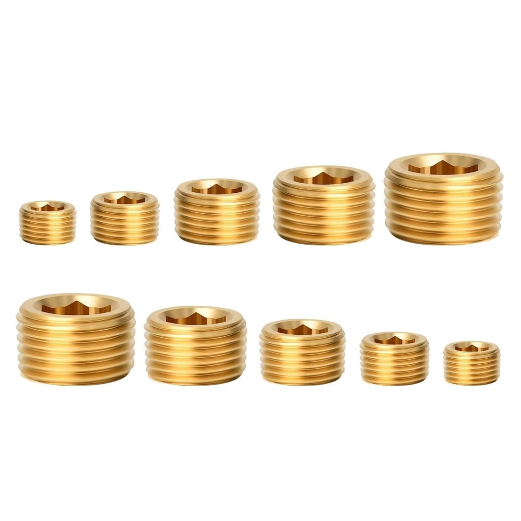 lanema Multiple Size Brass Pipe Plugs Fitting Set 10/25Pieces for ...