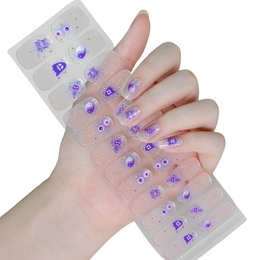 lanema Nails Stickers Glow in the Dark Gels Nails Strips Full Nails ...