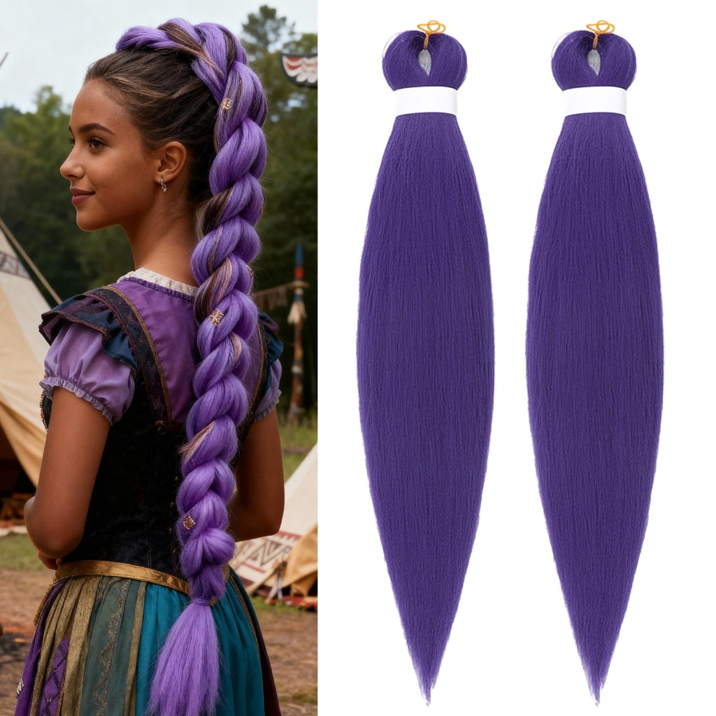 lanema Natural Look Purple Braided Hairpiece For Festivals Costume ...